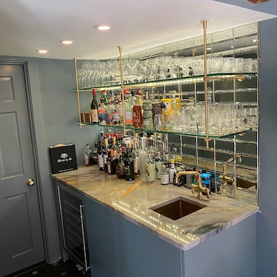 Customizable Wall Mounted Brass Shelving. up to 50'' Height 35'' Width ...