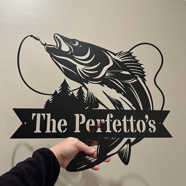Walleye Metal Fish Sign for Outdoors on House, Fishing Lover Wall Sign ...