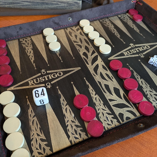 Rustigo Portable,roll Up,travel Backgammon and Chess/distressed Blue ...