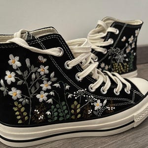 Embroidered Converse Chuck Taylor All Star 1970s, Moon and Flower ...