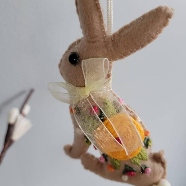Easter Bunny Felt Ornaments Set / Easter Felt Eggs / Easter Gift ...