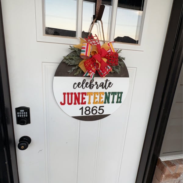 Front Door Decor, Juneteenth Wreath, Juneteenth Door Hanger Sign, Black ...