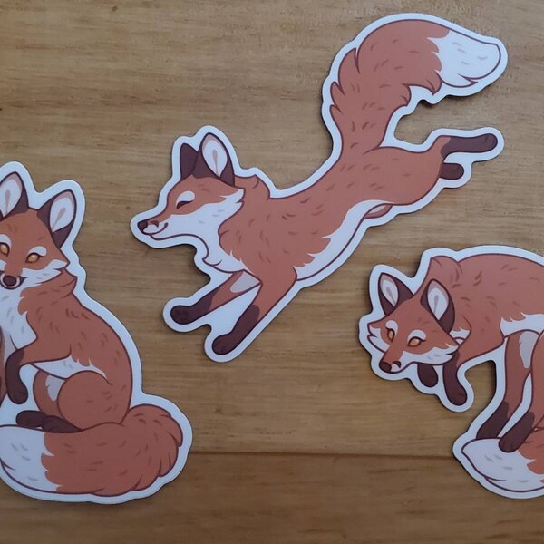 Fox Vinyl Stickers (pack of 3) - Cute Waterproof Fox Sticker Pack - Etsy