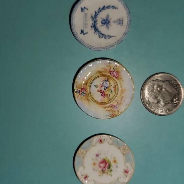 Dollhouse Miniature Rose Blue Plate 1 Inch. - Etsy