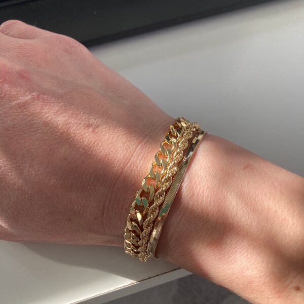 Gold Bracelet | Gold Cuba Bracelet | Skinny Rope Bracelets | 4mm Gold ...