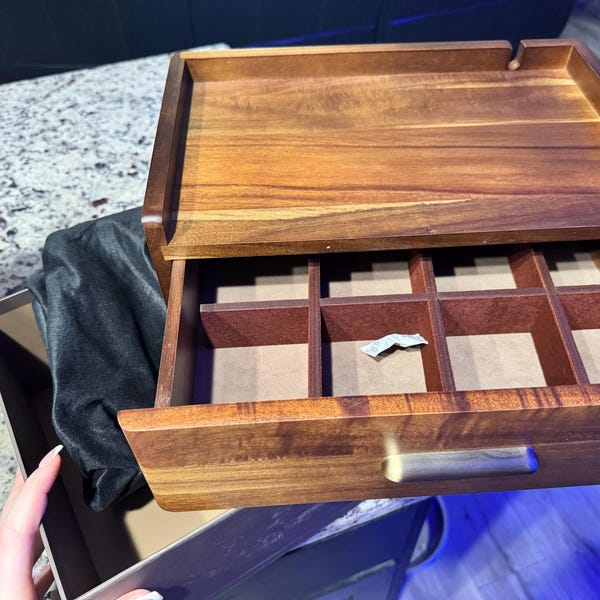 Custom Engraved Office Tea Station With Tea Bag Drawer Solid Wood Tea ...