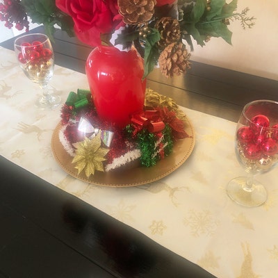 Fresh Flower Table Runner, Spring Floral Print on White Background ...