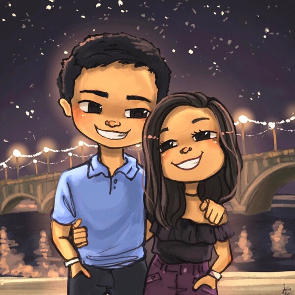 Chibi Portrait- Three Characters Friends & Family: Custom Illustration ...
