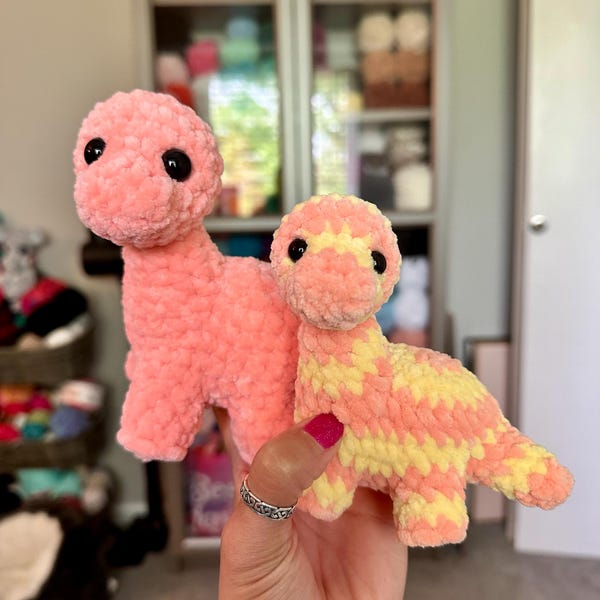 Mini Brontosaurus Crochet Pattern – Low Sew Dinosaur Amigurumi PDF by ...