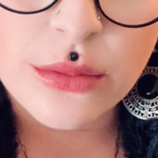 Labradorite Stone Oval Labret Plug for Stretched Lip Piercings Handmade ...