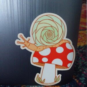 Snail Vinyl Sticker Toadstool Sticker Mushroom Sticker - Etsy