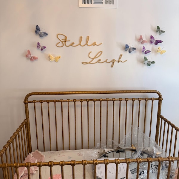 Custom Wooden Name Sign | Modern Nursery Wall Decor, Over Crib Name ...