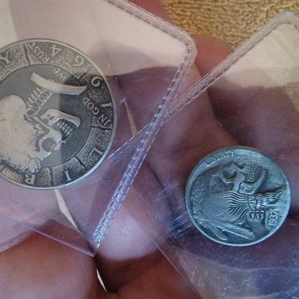 Hobo Nickel Skull by M.J. Petitdemange Engraved 90% Silver JFK Coin ...