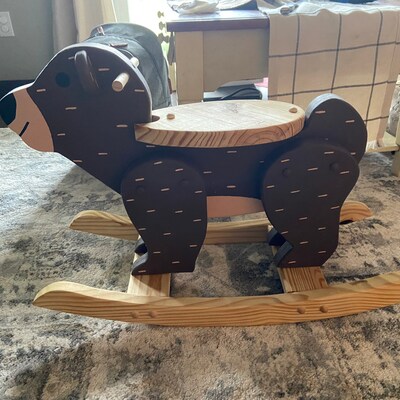 Pink Flamingo Rocker Wooden Rocking Horse for Toddler Rocker Ride on ...