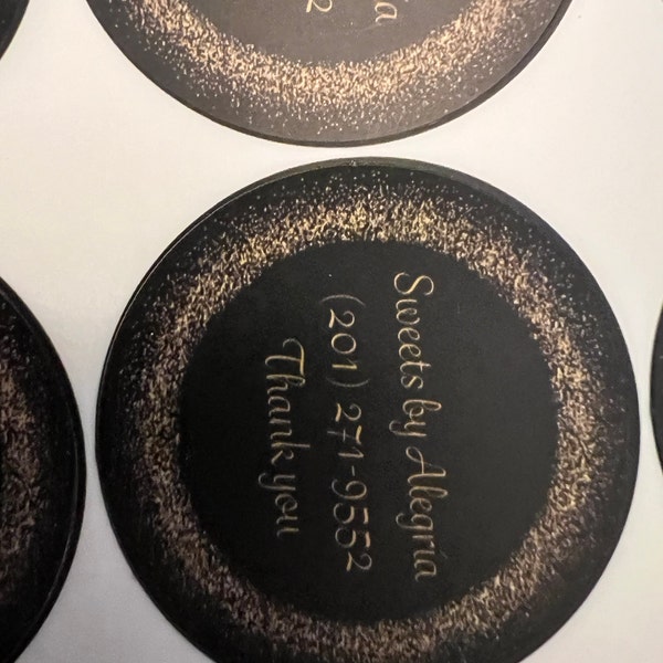 Black and Gold Stickers, Black Custom Text Sticker, Circle Sticker ...
