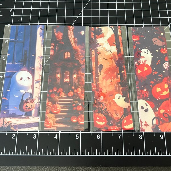 Cute Jack-o-lantern Bookmarks, Ghost Design, Autumn Design Bookmarks ...