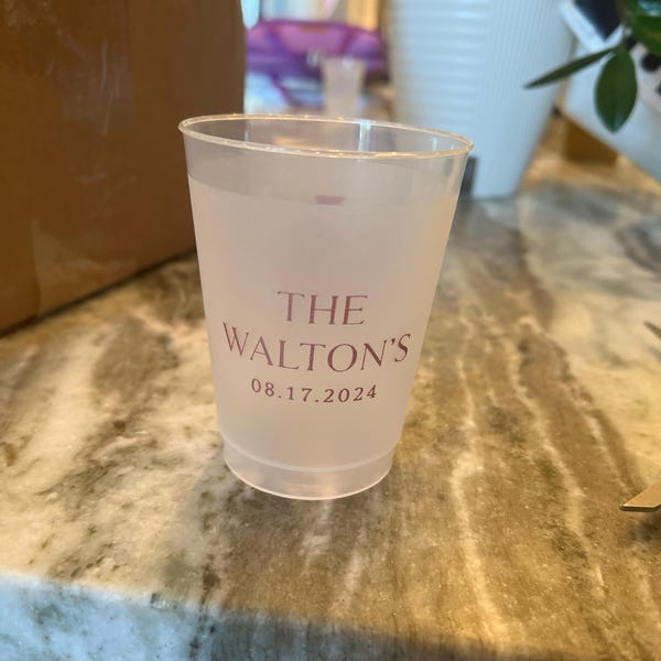 Custom Wedding Cups, Reception Bar Frosted Cups, Personalized ...