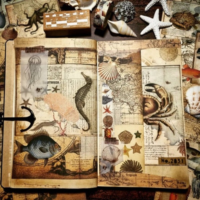 12x12 Inches Vintage Nautical Maritime Decorative Scrapbooking Ephemera ...