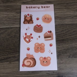 Bakery Bear Sticker Sheet Cute Sticker Sheet Translucent - Etsy