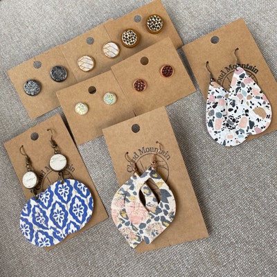 Wood Hoop Earring, Patina Wooden Nested Hoops, Wood and Leather Hoop ...