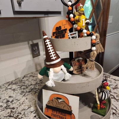Fall Football Tiered Tray / Fall Football Decor / Fall Football Tiered ...