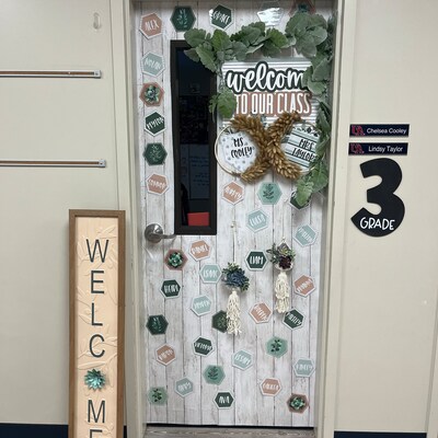 Modern Greenery Classroom Door Decor Kit, Back to School, Easy and ...