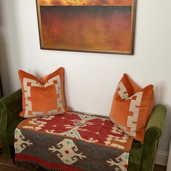 Wool and Jute Rug in Red Color, Handmade Kilim Dhurrie Rug, Traditional ...