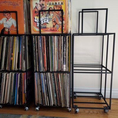 Vinyl Record Storage, Triple Deck LP Album Mobile Cart, Holds 180 360 ...