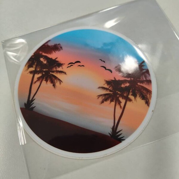 Beach Sunset Sticker | Laptop Sticker | Notebook Sticker | Vinyl ...