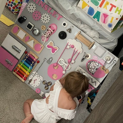 Rainbow Baby Gift, Wooden Fidget Toy Busy Board 70x50 Cm Toddler ...