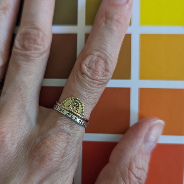 You Are My Sunshine Ring- Dainty Shining Sun Heart Half Moon Stacking ...