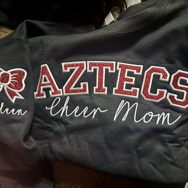 Personalized Embroidered Cheer Mom Sweatshirt | Custom Team Crewneck ...