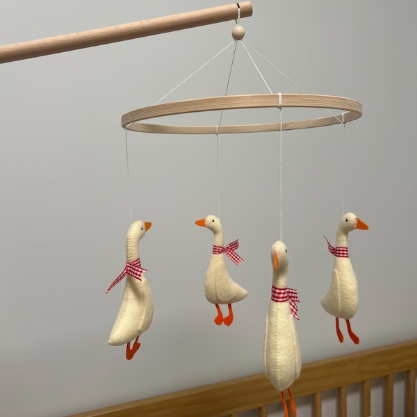Duck Nursery - Baby Mobile Goose Blue Ribbon - Baby Mobile Boys - Crib ...