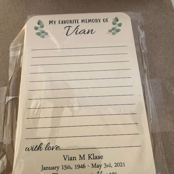 Handmade Memorial Share a Memory Cards - Memorial Cards - Share Words ...