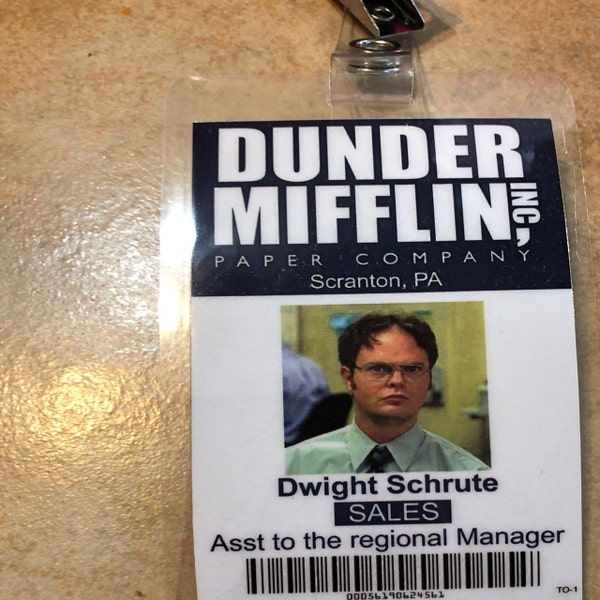 The Office Dwight Schrute Dunder Mifflin ID Badge Cosplay Costume Name ...