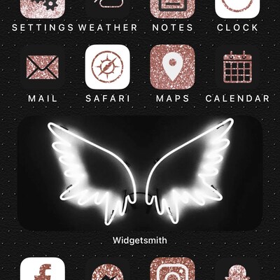 Ios14 Rose Gold Glitter Icon Pack Rose Gold iPhone IOS14 App Icons Bundle Aesthetic Home Screen ...