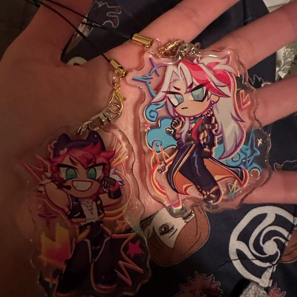 DOUBLE SIDED Chibi Star Guardian Xayah and Rakan Acrylic Keychains ...