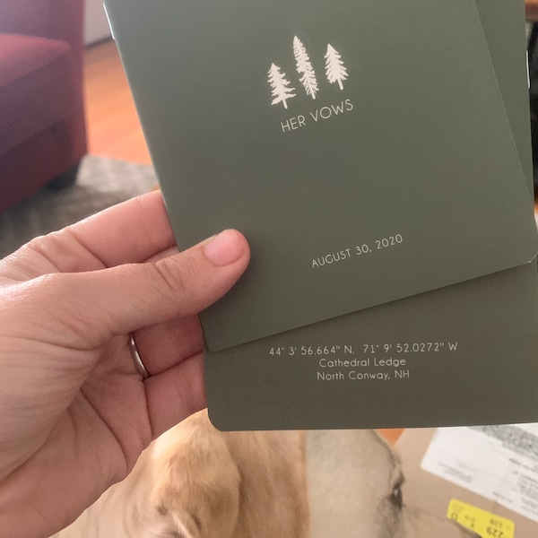 Rustic Wedding Vow Book Set. Set of 2 Custom Mountain Forest Vow Books ...