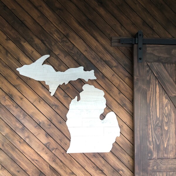 Wooden Michigan State Sign Wall Art Decor, Large Home State Cutout ...