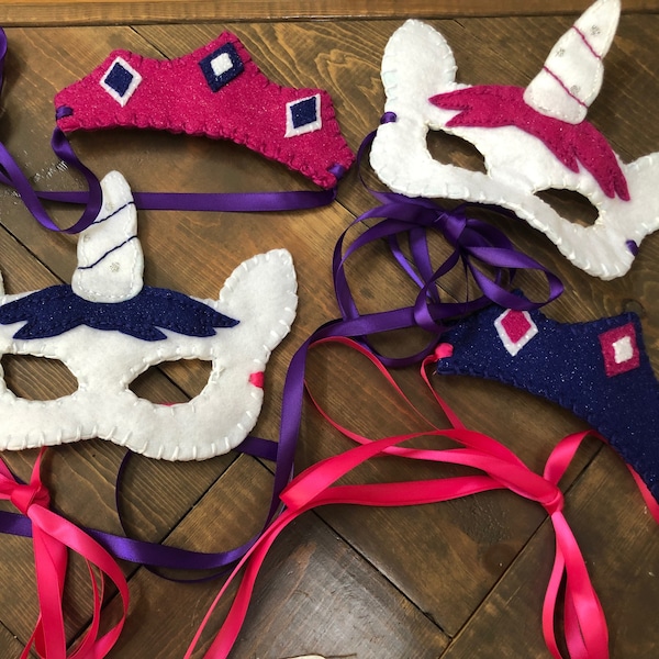 Fairytale (princess Tiara, Unicorn and Knight Mask) Felt Mask PDF ...