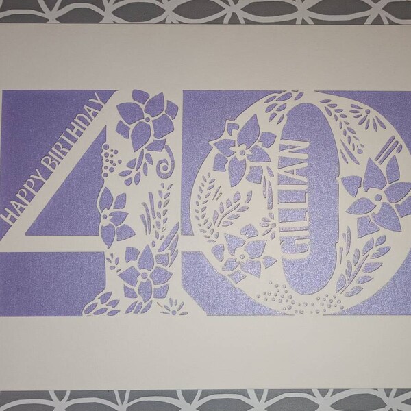 40th Birthday Card Personalised Papercut Floral Design With Flowers ...