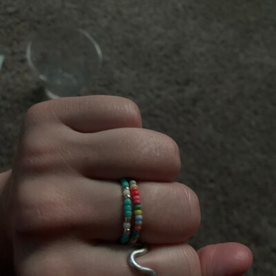 Custom Set of 3 Beaded Rings, Stackable Rings, Colorful Seed Bead Rings ...