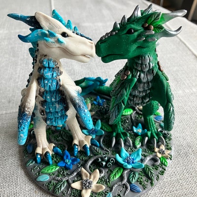 Custom Star Forest Dragon Wedding Cake Topper Unique Dragon Bride and ...