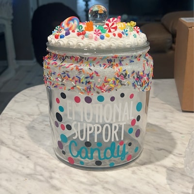 Personalized Funny Glass Candy Jar for Emotional Support, Custom Office ...