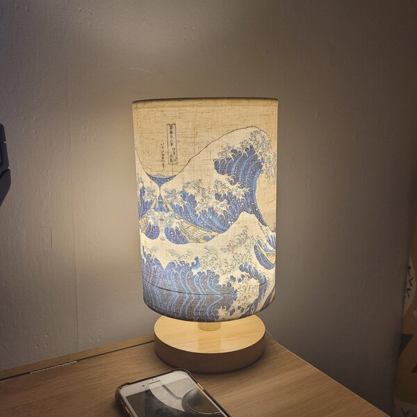 Hokusai Wave Table Lamp: Japanese Art Decoupage USB Night Light - Etsy
