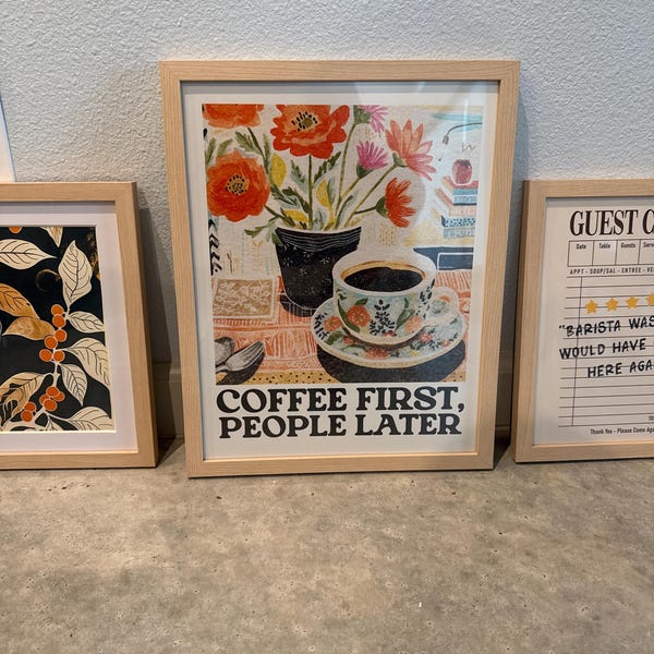 Coffee First, Retro Wall Art, Downloadable Art, Coffee Cart Print ...