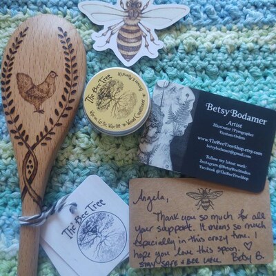 Farmhouse Woodburned Spoons Hand Burned Pyrography Designs Honeybee ...
