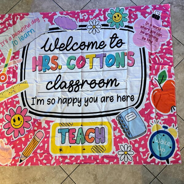 Personalized Teacher Classroom Tapestry, Teacher Gift, Classroom Decor ...
