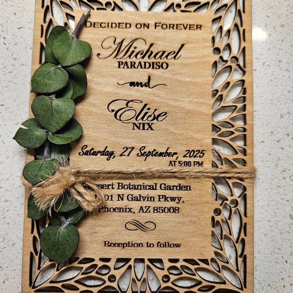 Personalized Wooden Invitations Wedding Birthday Anniversarymention ...