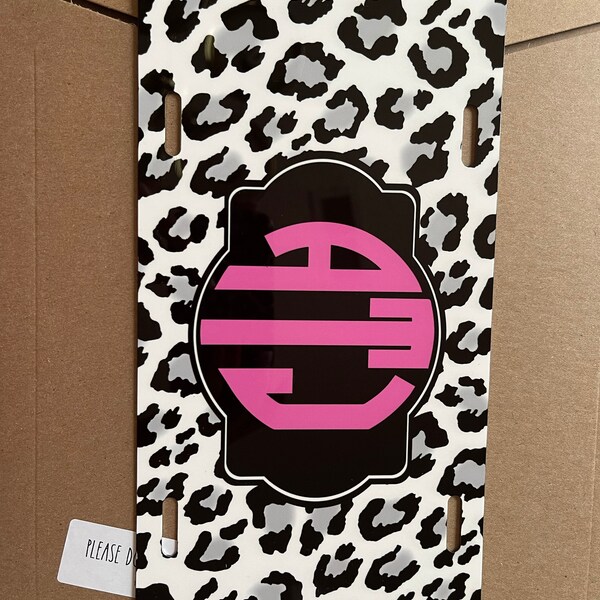 Leopard Personalized License Plate, Pale Pink, White Leopard Name Car ...